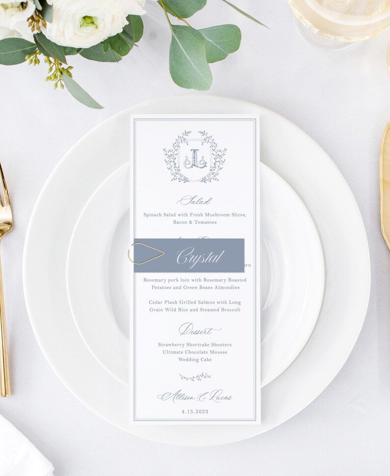 Allison Wedding Menus Elegant Menu Cards for Wedding Printed - Etsy