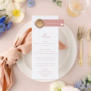 Camille Wedding Menu Cards With Place Cards, Printed Wedding Menus ...