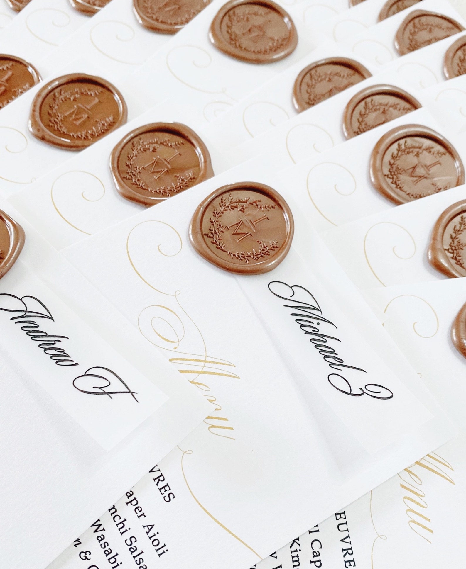 Josephine Wedding Menu Cards With Name Tags, Printed Wedding Menus With ...
