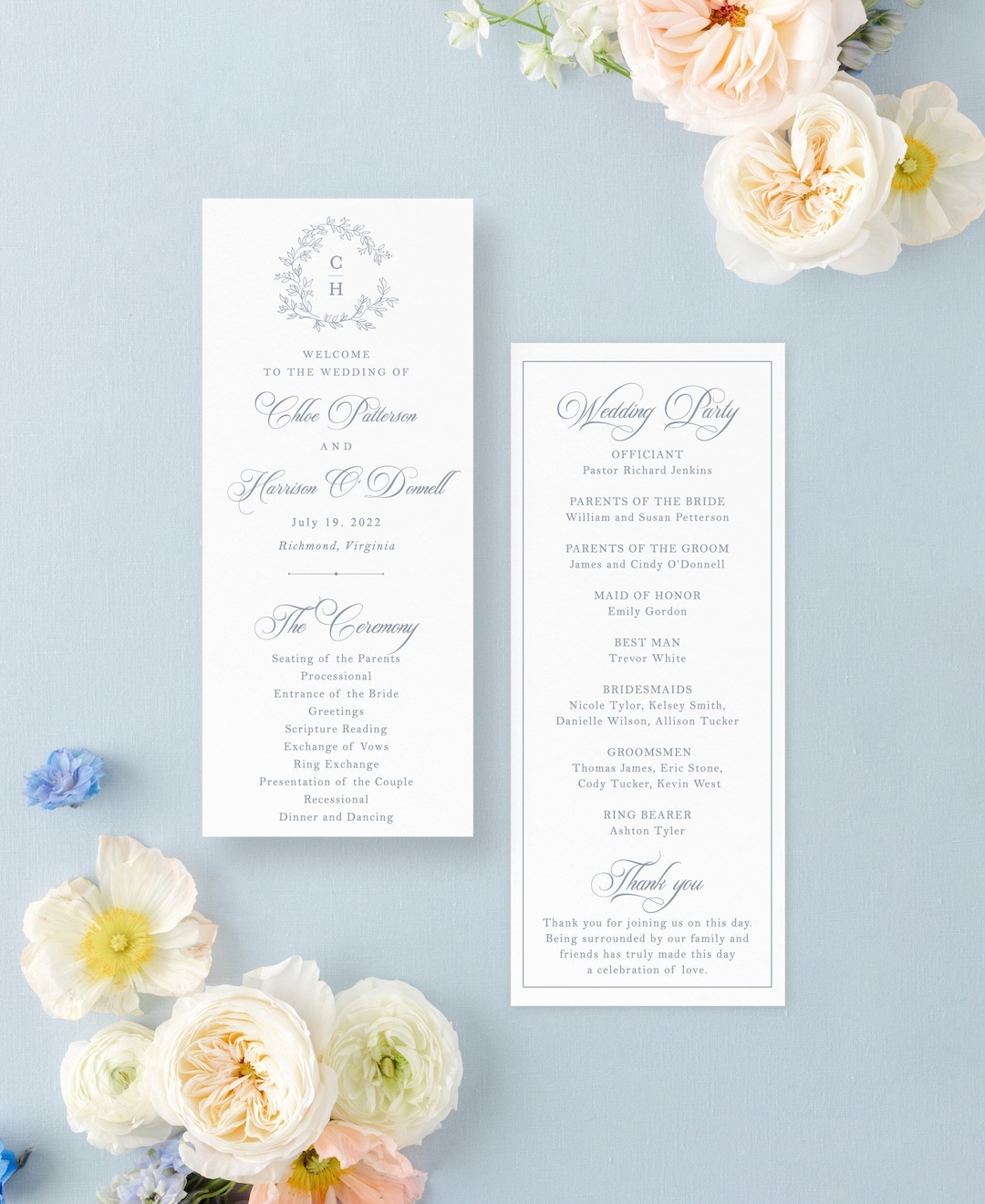 Chloe Ceremony Programs Printed Wedding Program Cards, Traditional ...