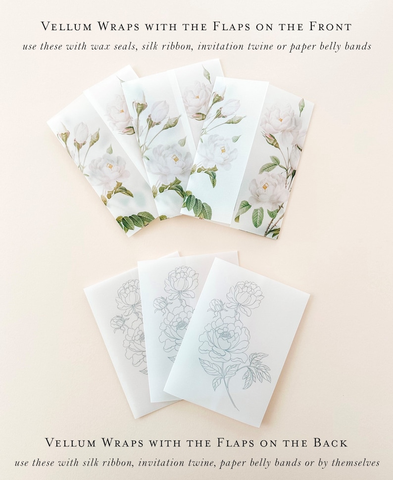 ADD ON - Blank or Printed Translucent Vellum Wraps for Wedding ...