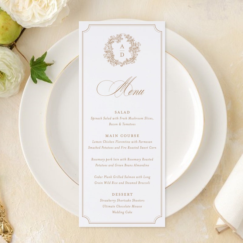 Wedding Dinner Menus - Etsy
