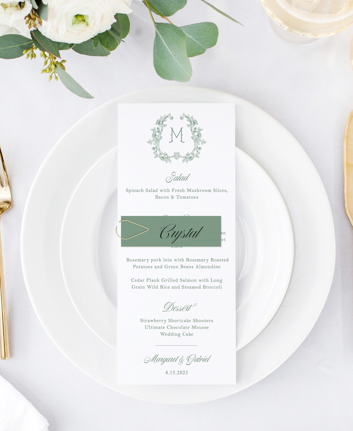 Margaret Wedding Menus Elegant Menu Cards for Wedding - Etsy
