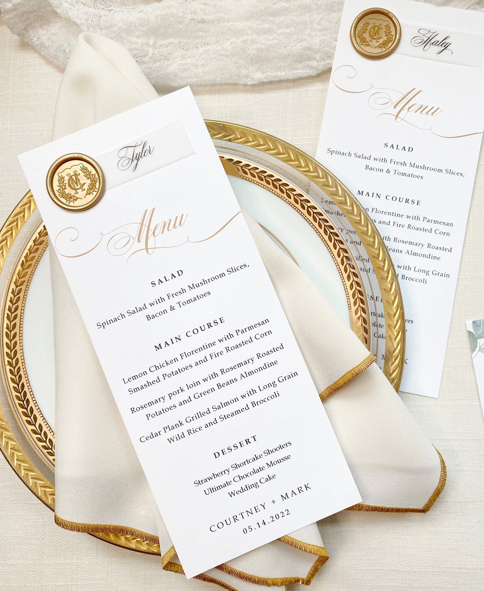 Josephine Elegant Menu Cards for Wedding Wedding Menus | Etsy