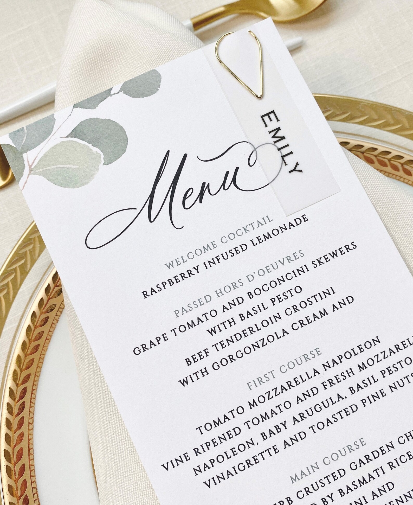 Printed Wedding Menu Cards Wedding Menu Place Cards - Etsy