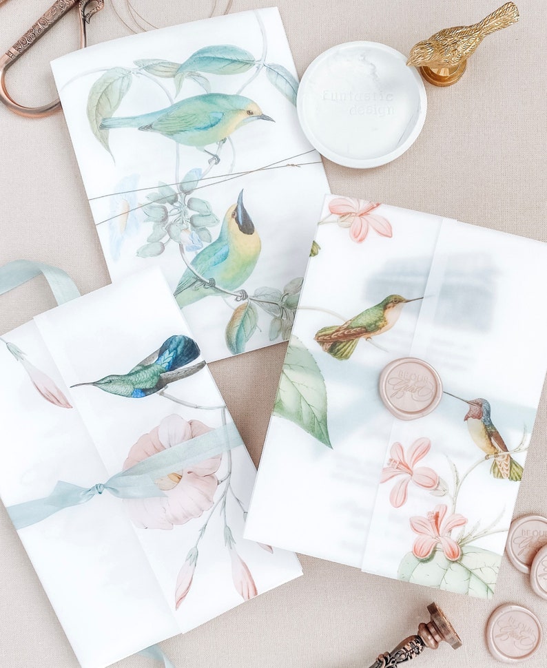 ADD ON Blank or Printed Translucent Vellum Wraps for Wedding - Etsy