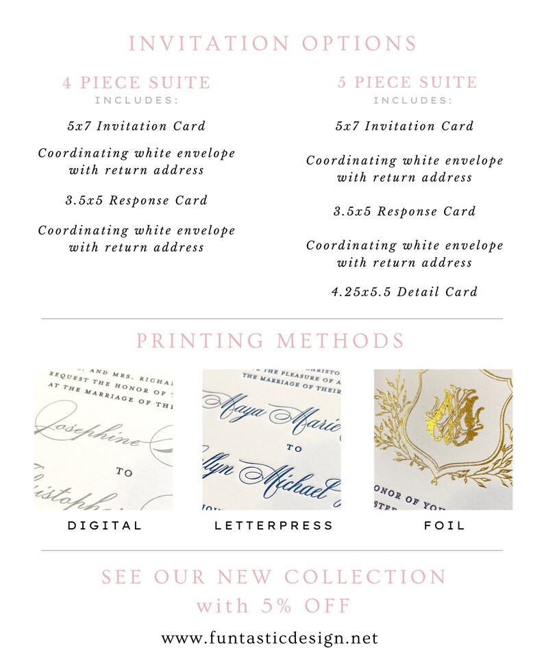 Annabelle Letterpress Wedding Invitations Elegant Wedding | Etsy