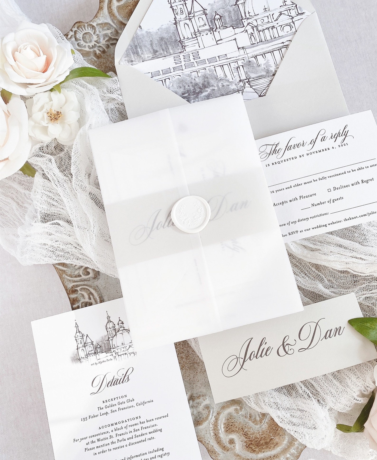 ADD ON Blank or Printed Translucent Vellum Wraps for Wedding - Etsy