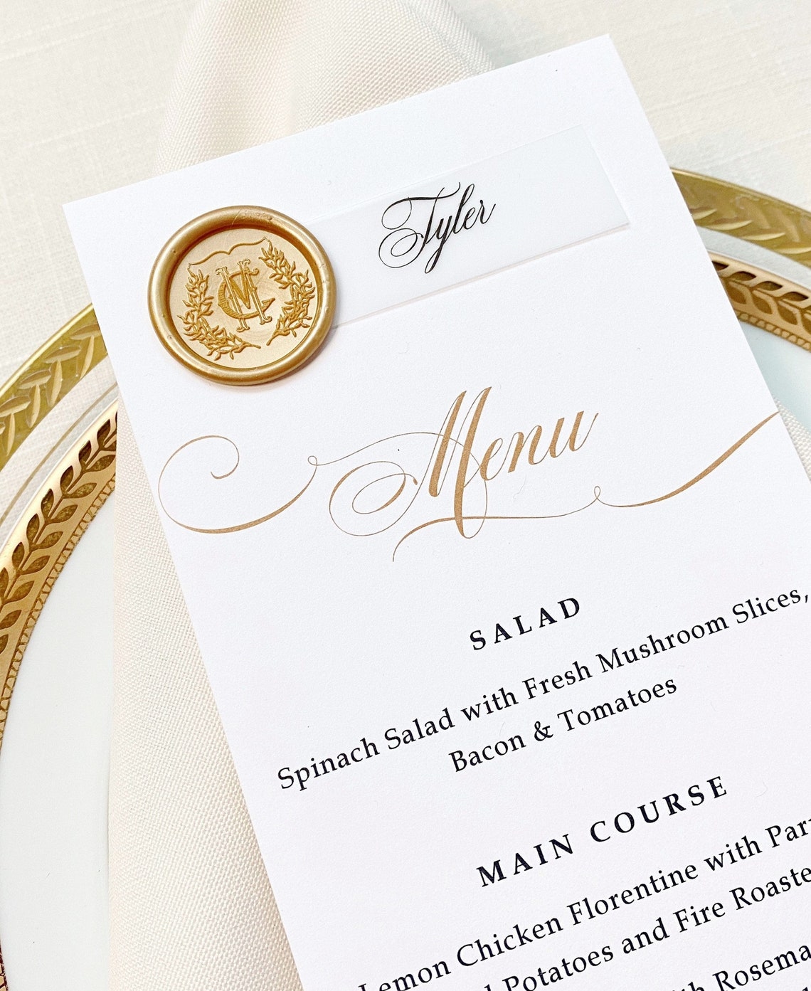 Josephine Elegant Menu Cards for Wedding Wedding Menus - Etsy