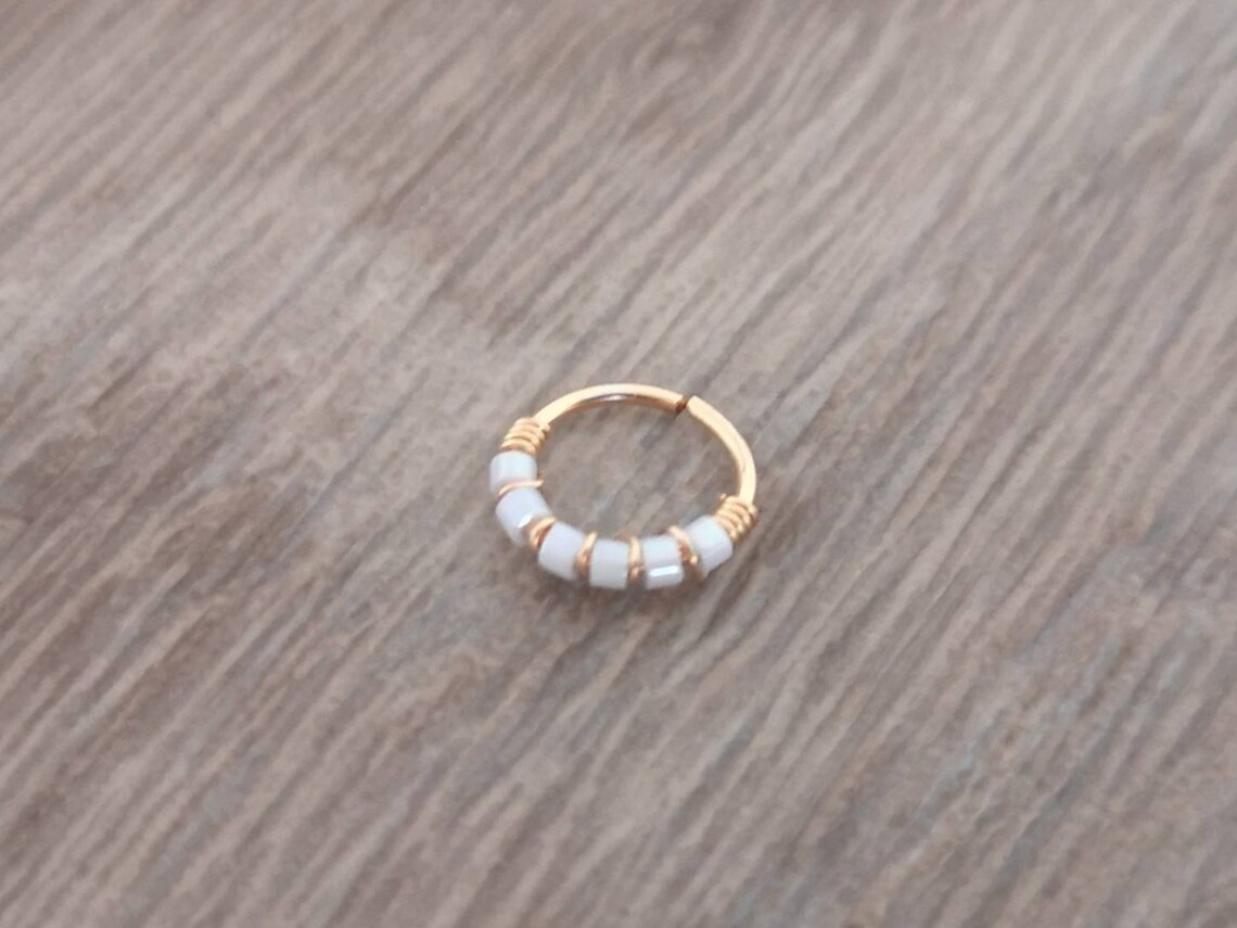 Pale Blue Beaded Helix Hoop Blue Helix Hoop Gold Filled | Etsy UK