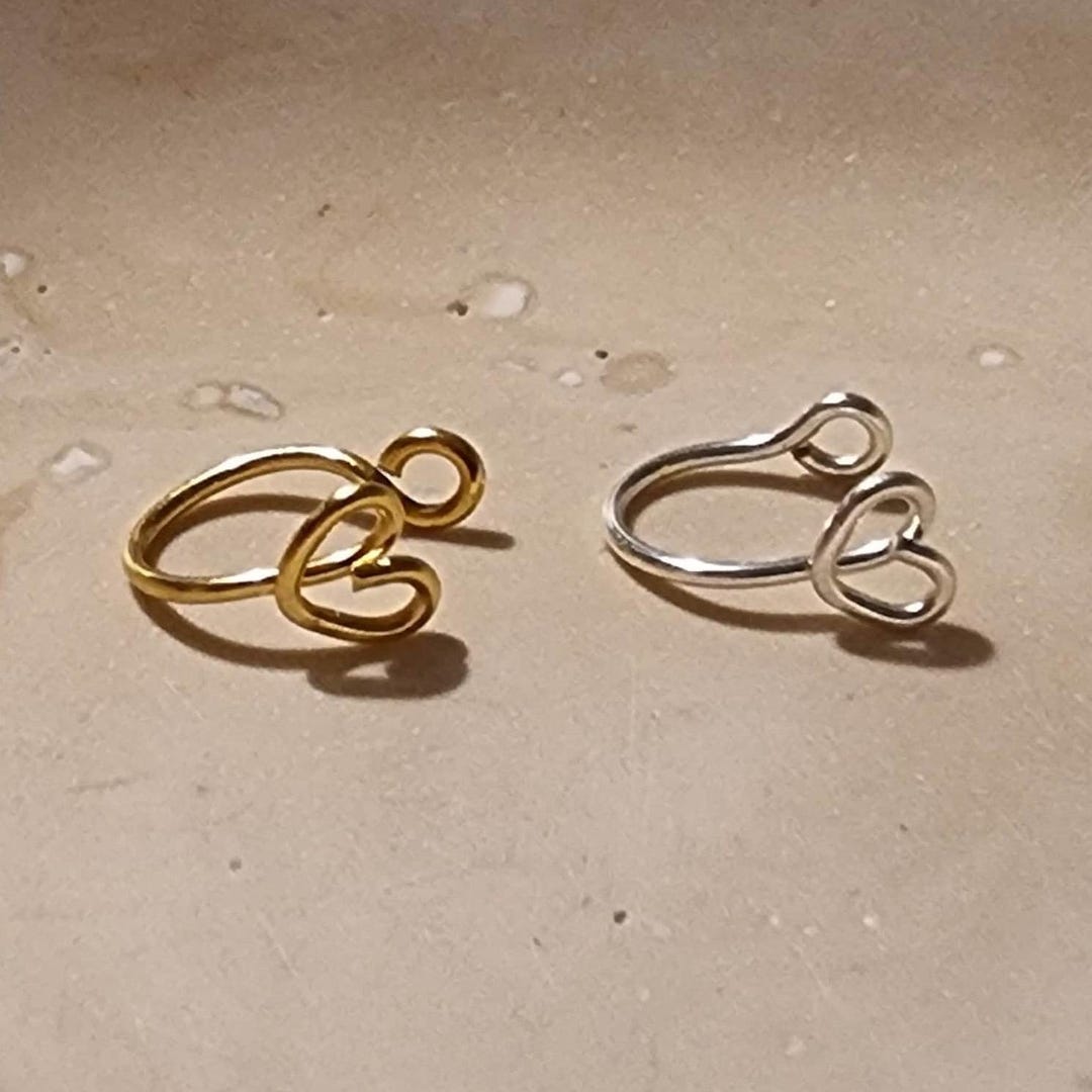 Heart Nose Cuff Gold or Silver Plated - Cute Heart Nose Cuff - Nose ...