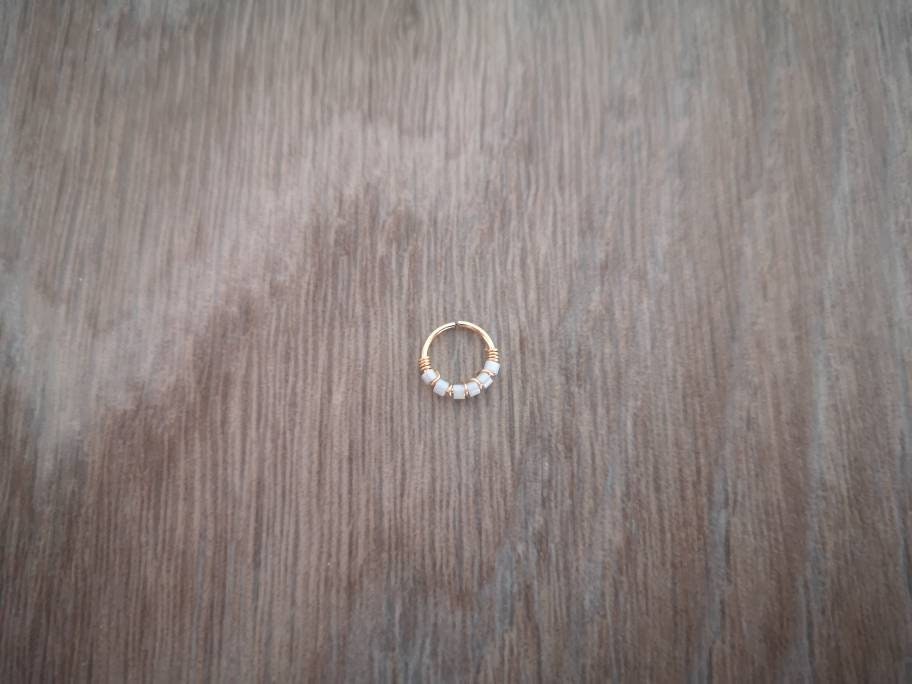 Pale Blue Beaded Helix Hoop Blue Helix Hoop Gold Filled | Etsy UK