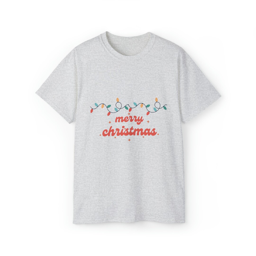 Merry Christmas Tee Shirt With Christmas Lights - Etsy