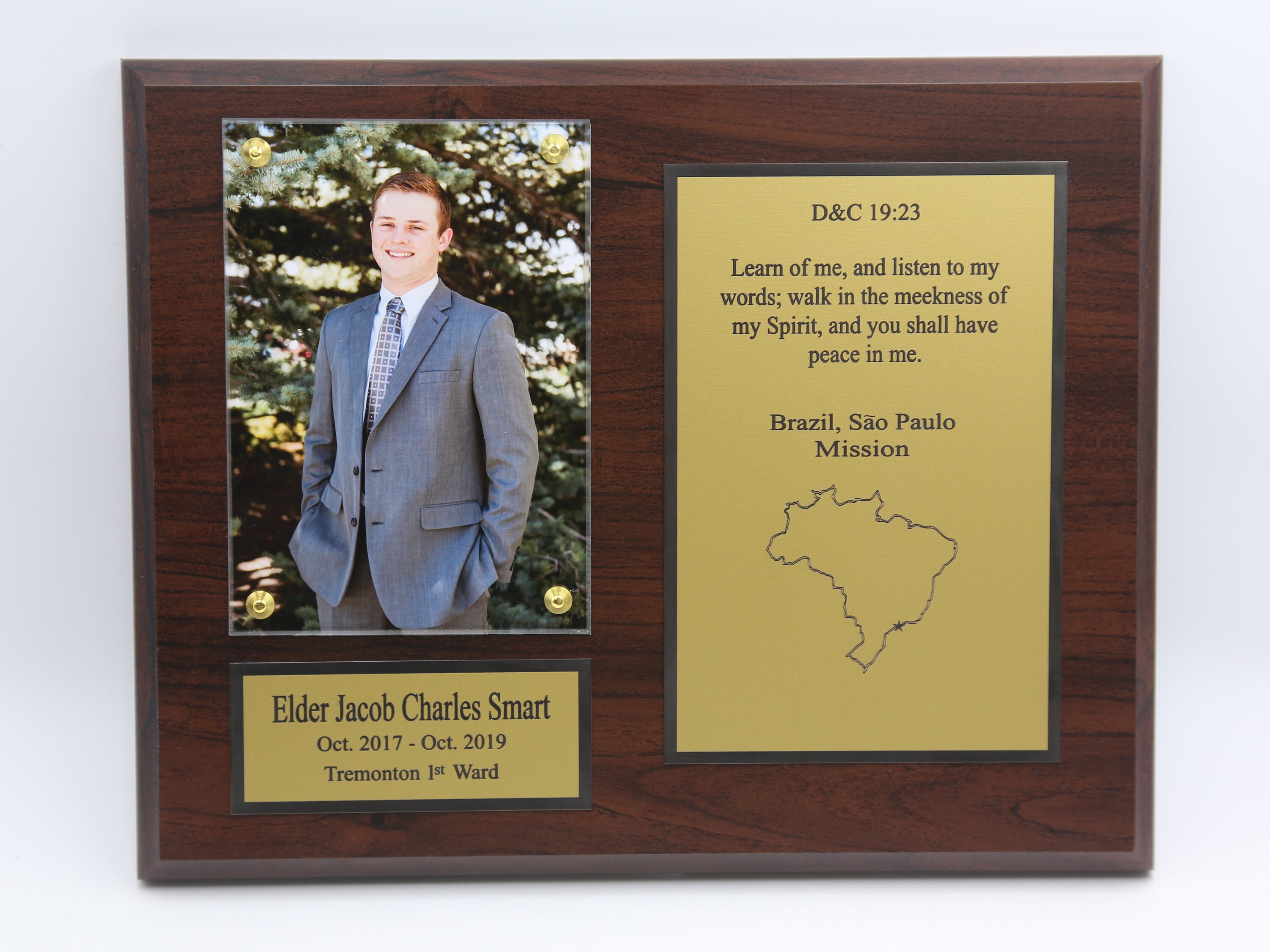 LDS Missionary Plaque 7x9 Cherry Wood Gold With Black Writing - Etsy
