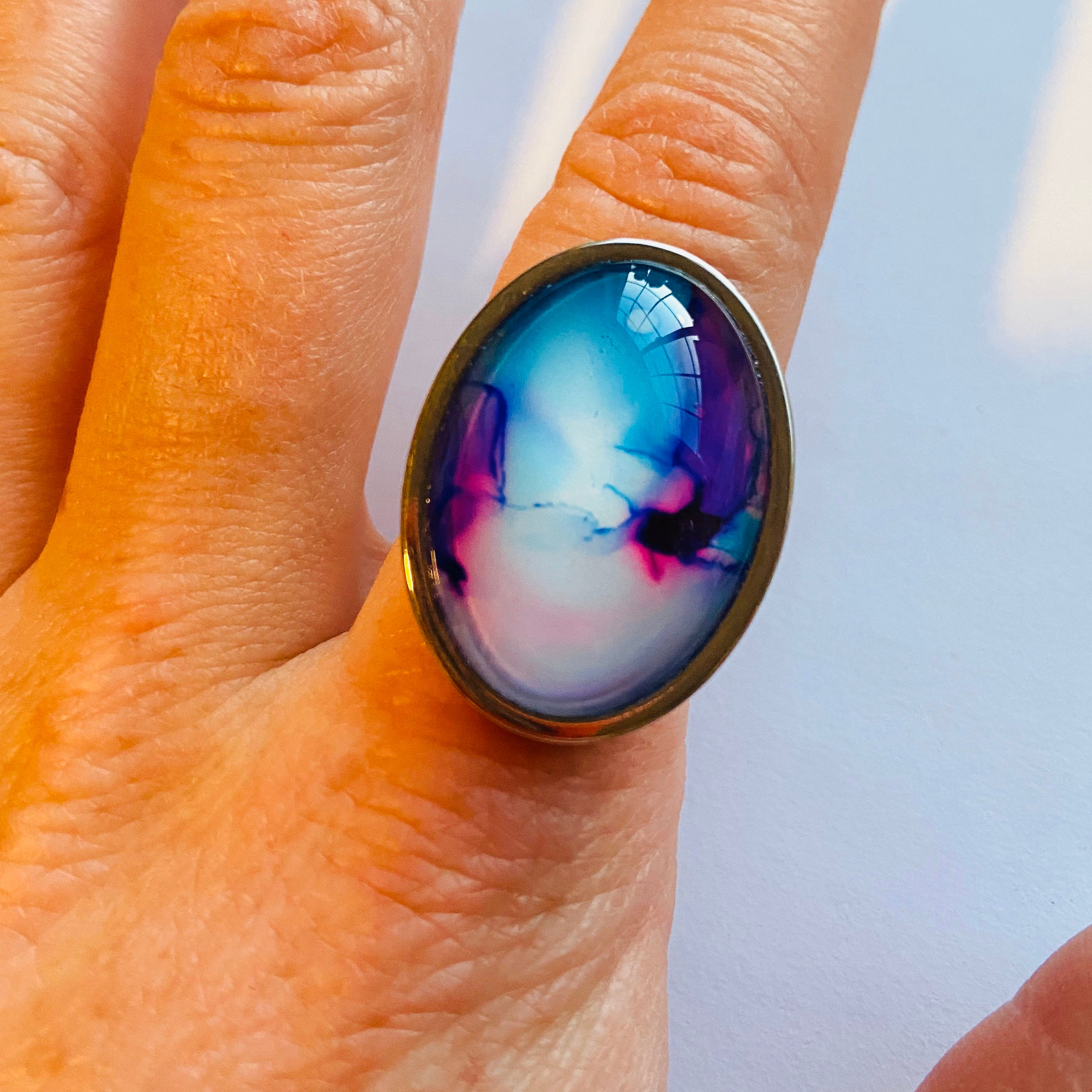 Statement Glass Ring Oval Ring Glass Ring Boho Ring Tie - Etsy