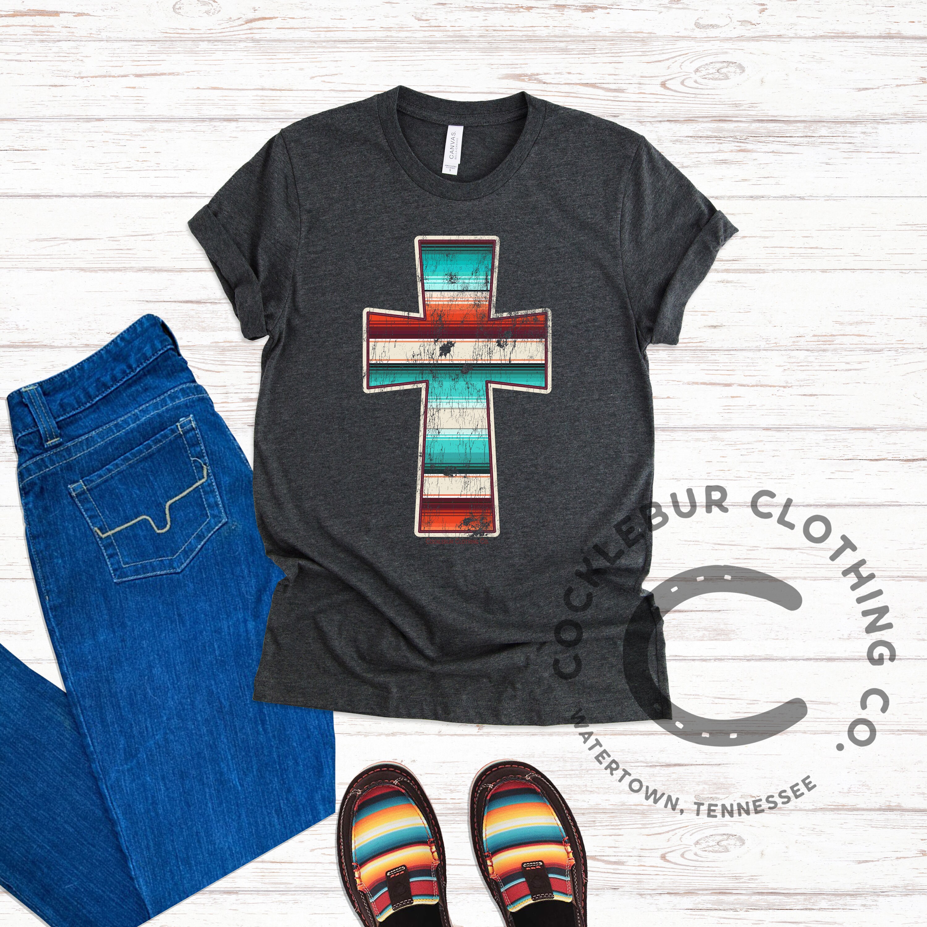 Distressed Cross Shirt Serape - Etsy
