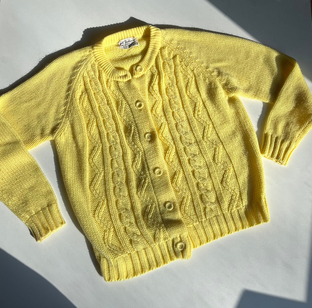 1950s Full Fashioned Lemon Cardigan Knit Sweater - Etsy