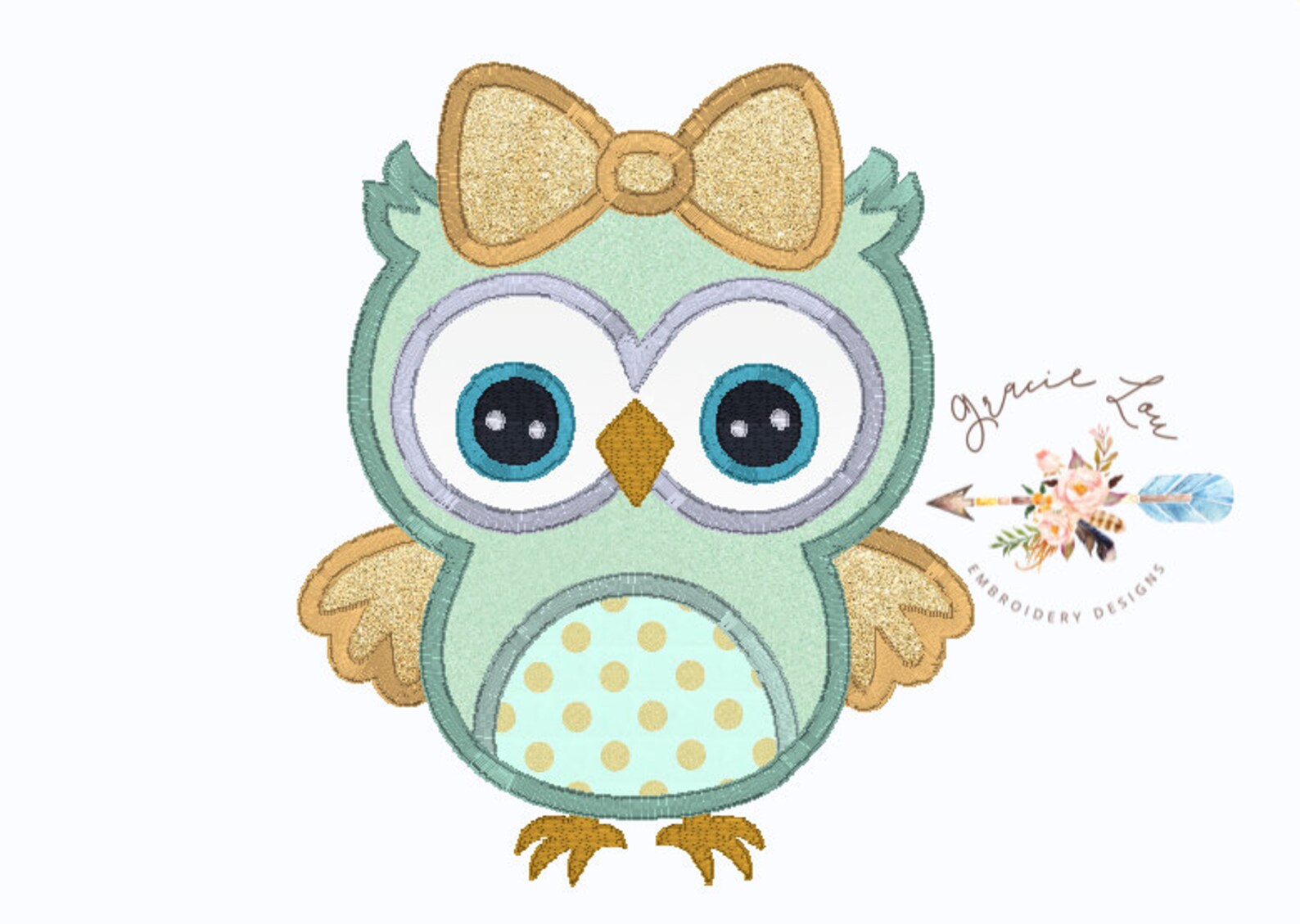Owl Embroidery Design Owl Appliqué Design Girly Owl - Etsy