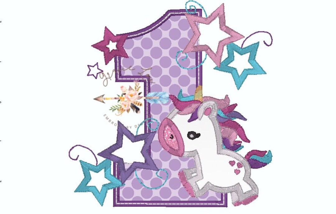 Embroidery Design, Unicorn Embroidery Design, First Birthday Embroidery ...