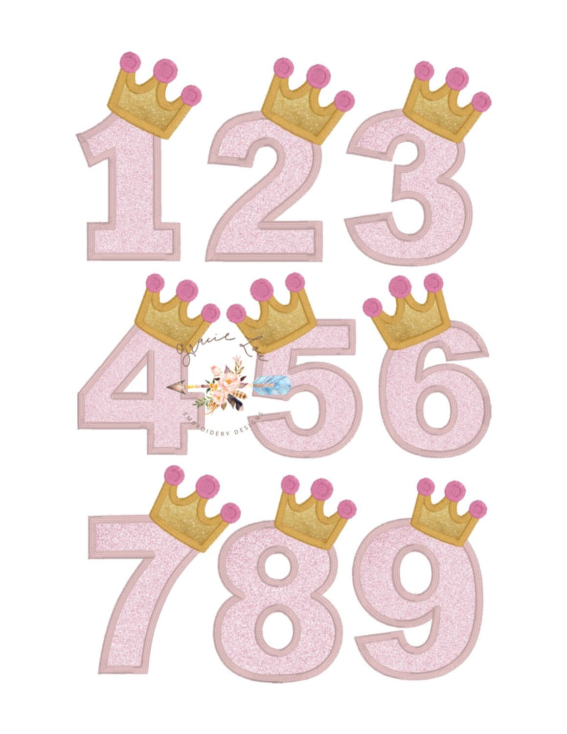 La corona número set de aplicaciones diseño de bordado de | Etsy España