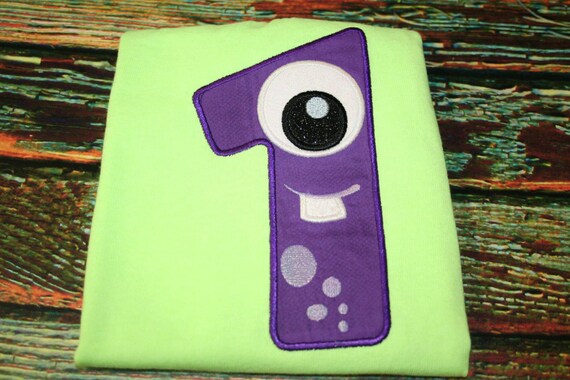 Number One Monster Applique Monster Applique First Birthday - Etsy