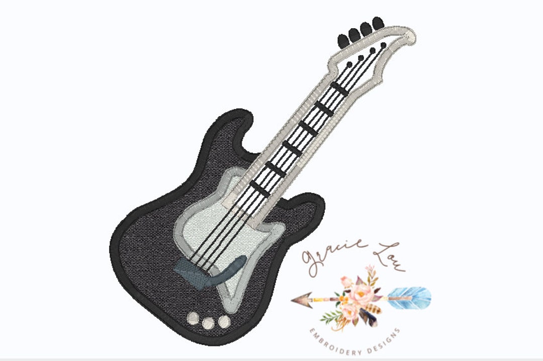 Electric Guitar Embroidery Design, Guitar Embroidery Design, Guitar ...