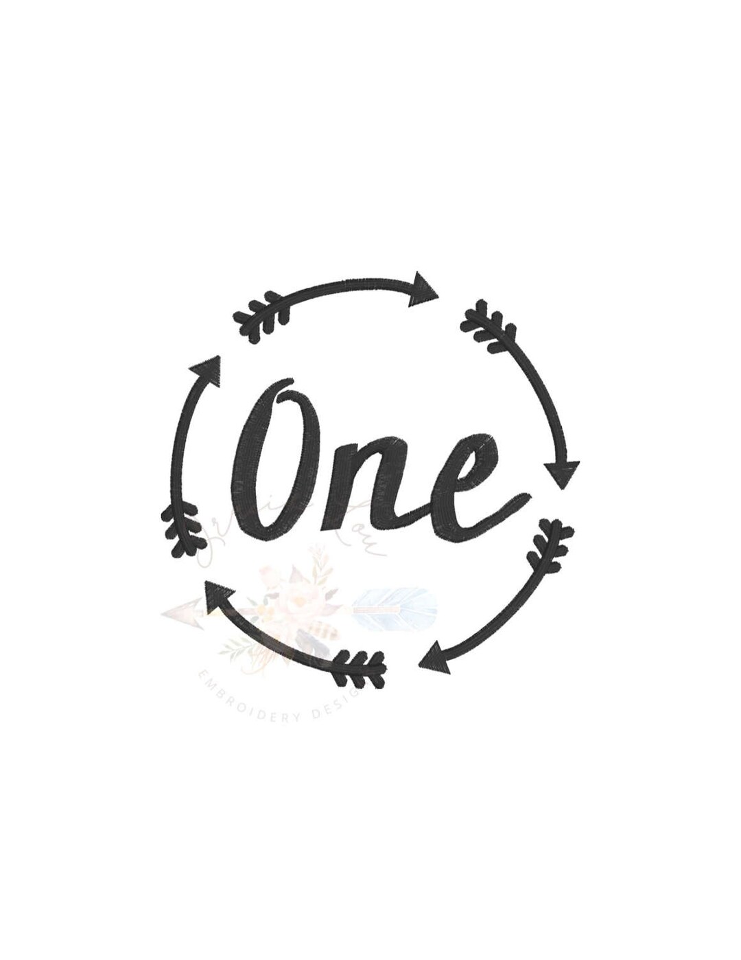 First Birthday Embroidery Design, One With Arrows, Modern Birthday ...