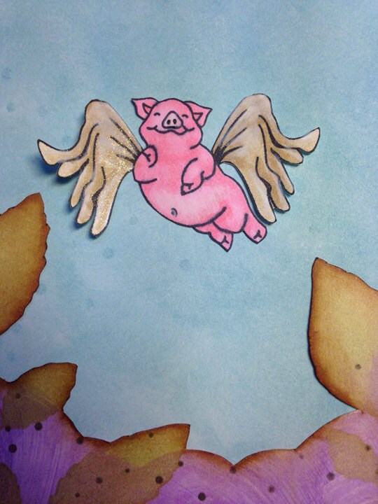 Flying Pig With Flowing Wings Horizontal (large) Cling Rubber Stamp - Etsy