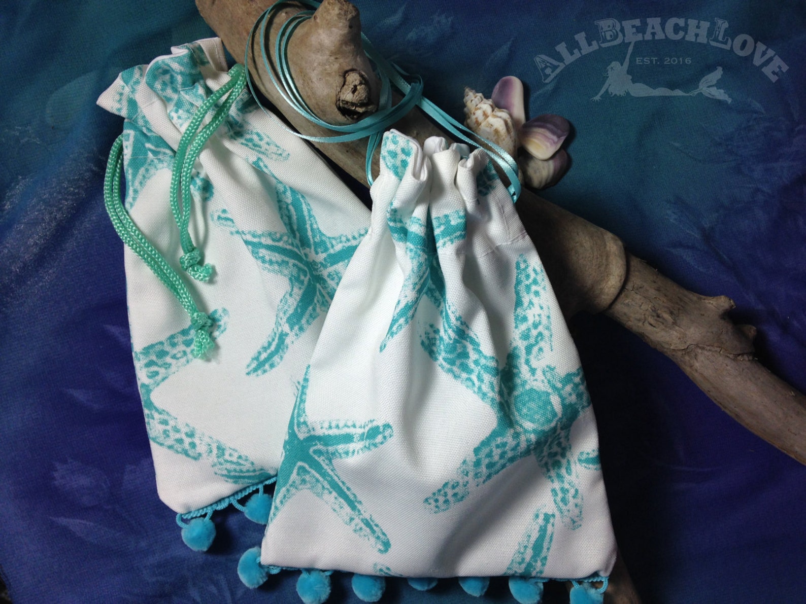 Starfish Gift Bag Pouch Purse Shell Bag Turquoise - Etsy