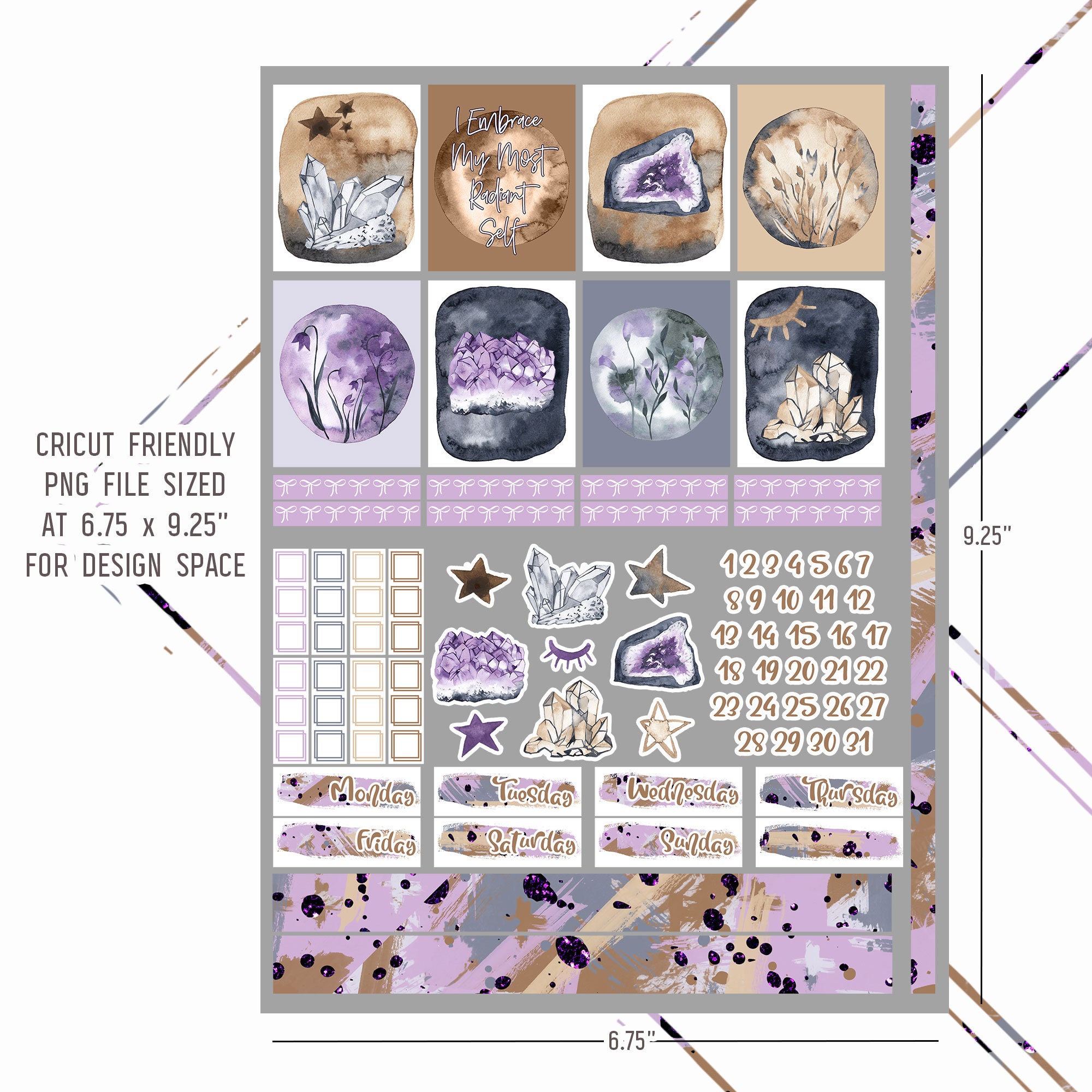 CRYSTAL PRINTABLE STICKER Kit Crystal Core Printable Planner - Etsy