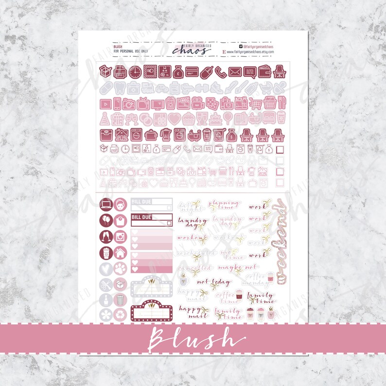BLUSH Printable Planner Kit Printable Planner Stickers - Etsy