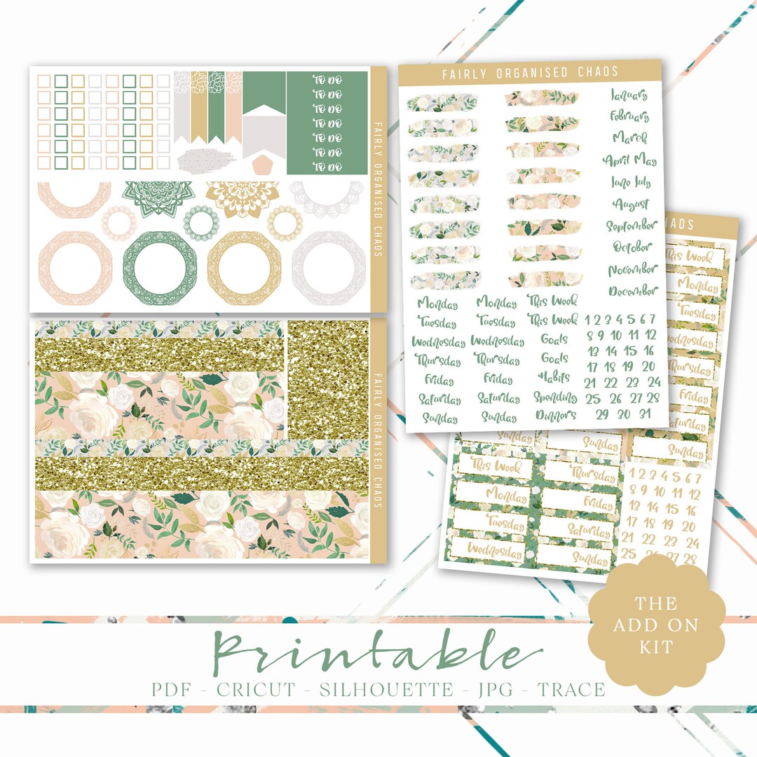 HAPPINESS Blooms PRINTABLE STICKER Kit Add on Printable Planner ...