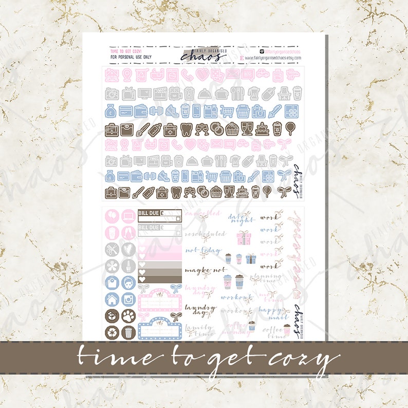Time to Get Cozy PRINTABLE STICKER KIT Printable Planner - Etsy