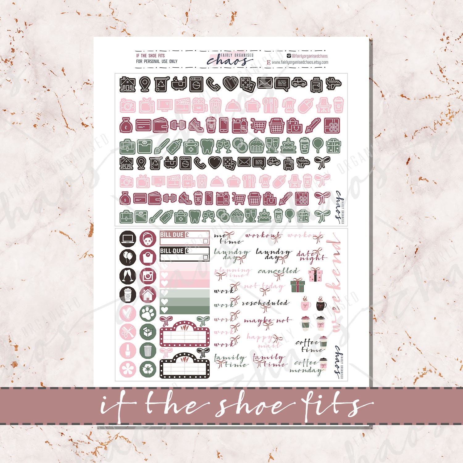 If THE SHOE FITS Printable Sticker Kit Weekly Sticker Kit - Etsy