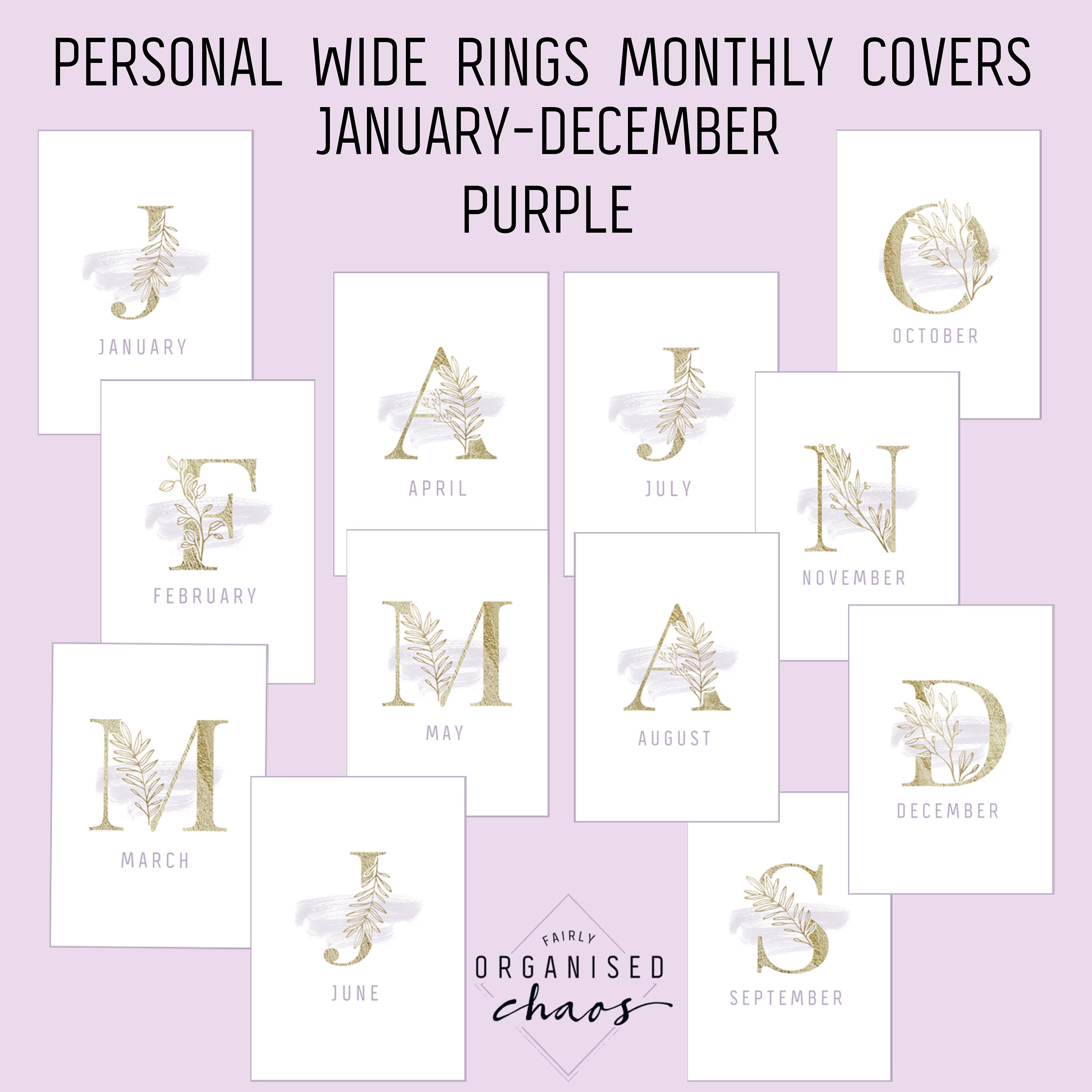 PERSONAL WIDE RINGS Month Covers Purple and Gold January to December - Etsy