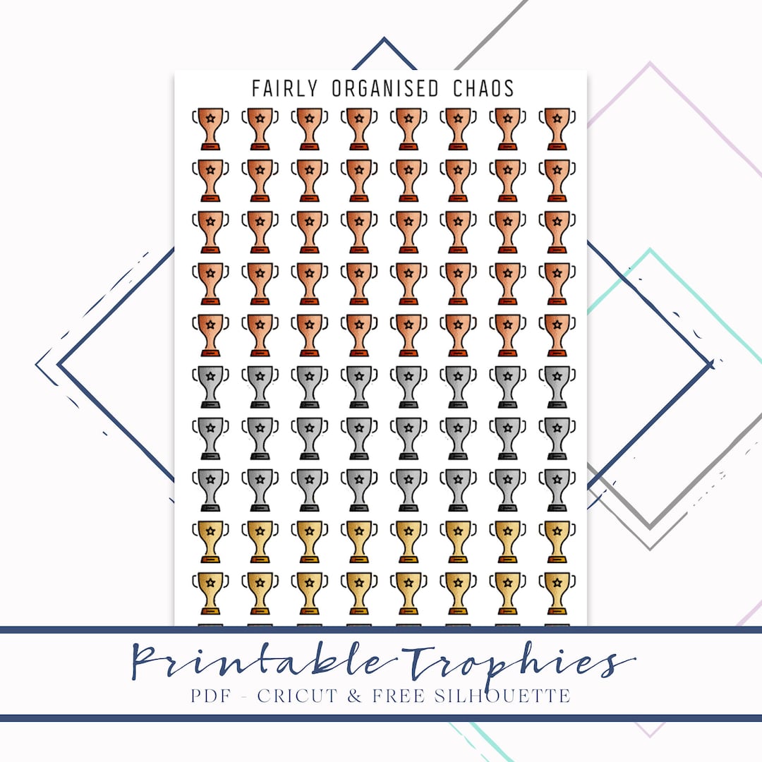 TROPHY STICKERS // Planner Stickers, Adult Achievement Stickers, Award ...