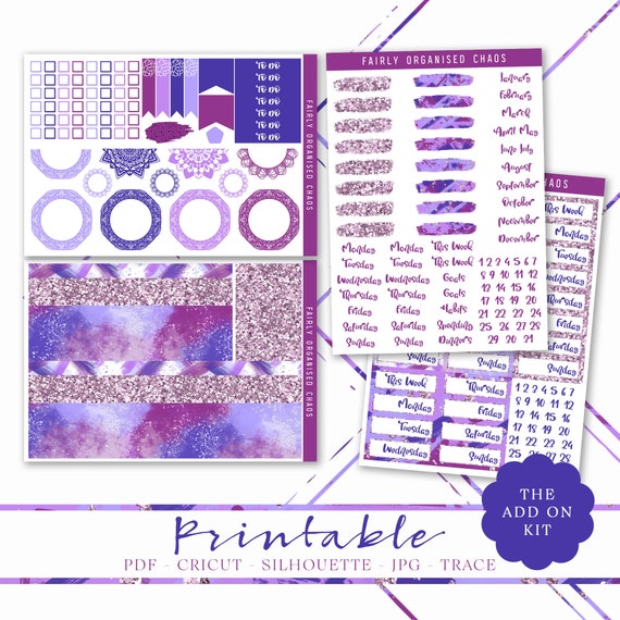 PURPLE Functional PRINTABLE STICKER Kit Add on Printable - Etsy