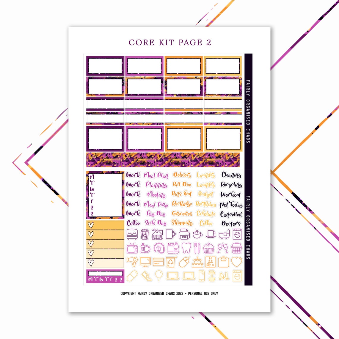 BONFIRE PRINTABLE STICKER Kit Core Printable Planner Stickers Weekly ...