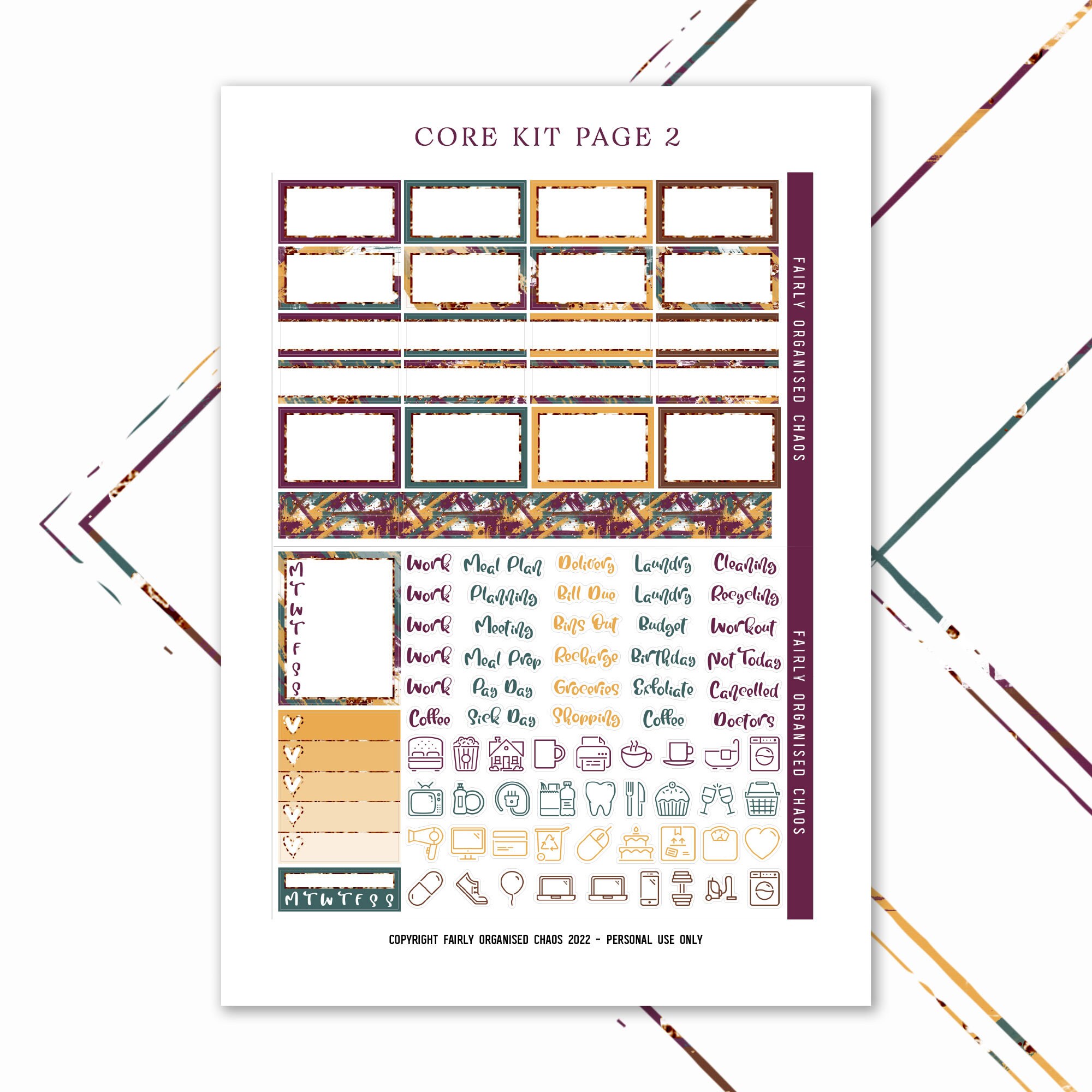 CONNECTED PRINTABLE STICKER Bundle Printable Planner Stickers Weekly ...