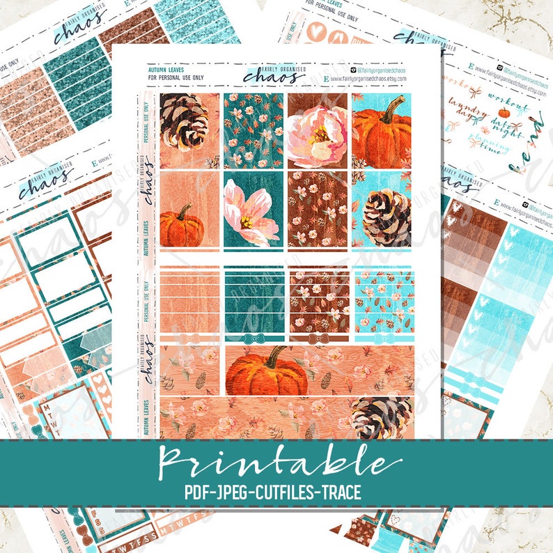 AUTUMN LEAVES Printable Planner Stickers Weekly Kit Autumn - Etsy