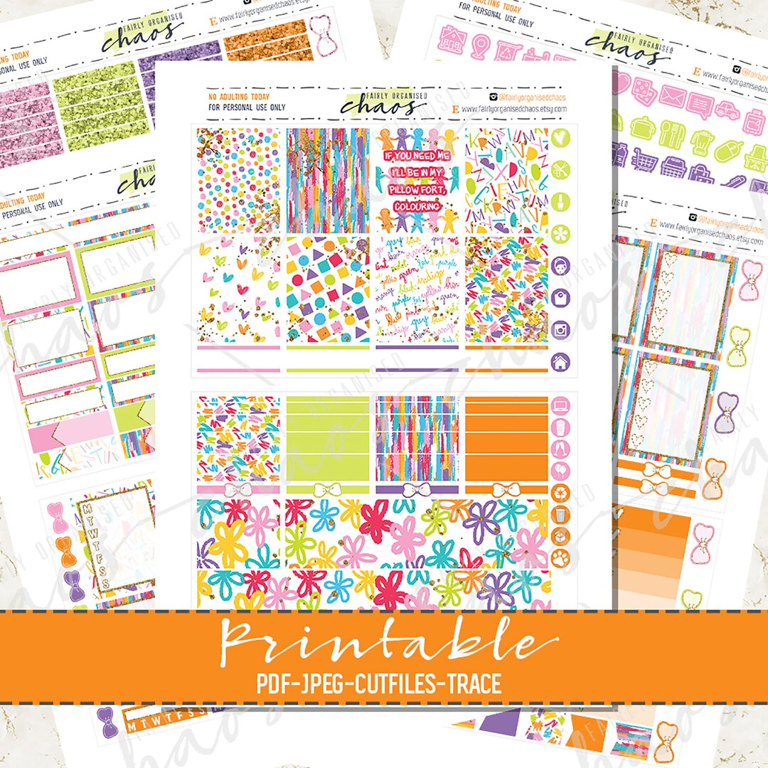 NO ADULTING Printable Planner Sticker Kit Weekly Kit - Etsy