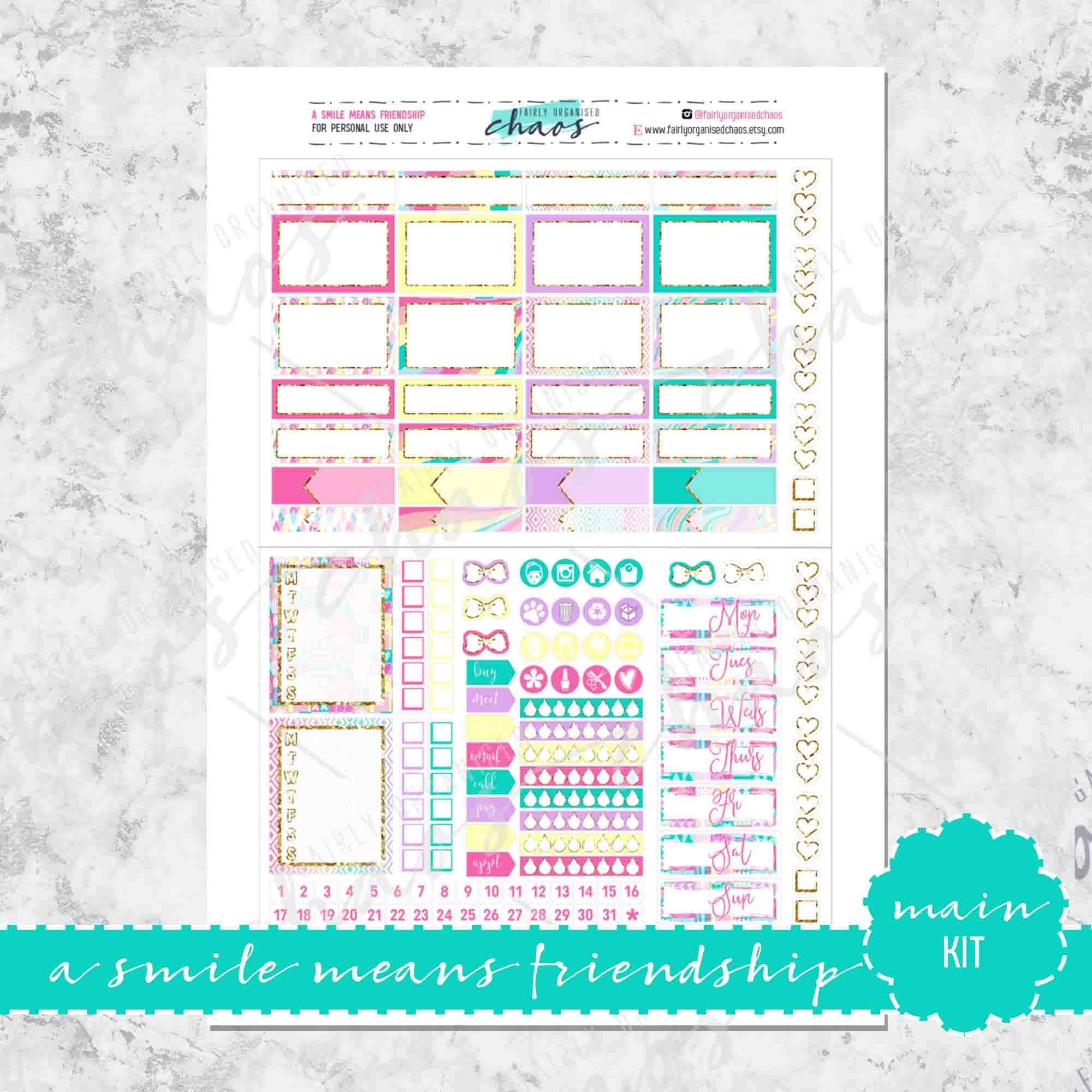 A SMILE Means FRIENDSHIP Printable Planner Kit Printable Planner ...