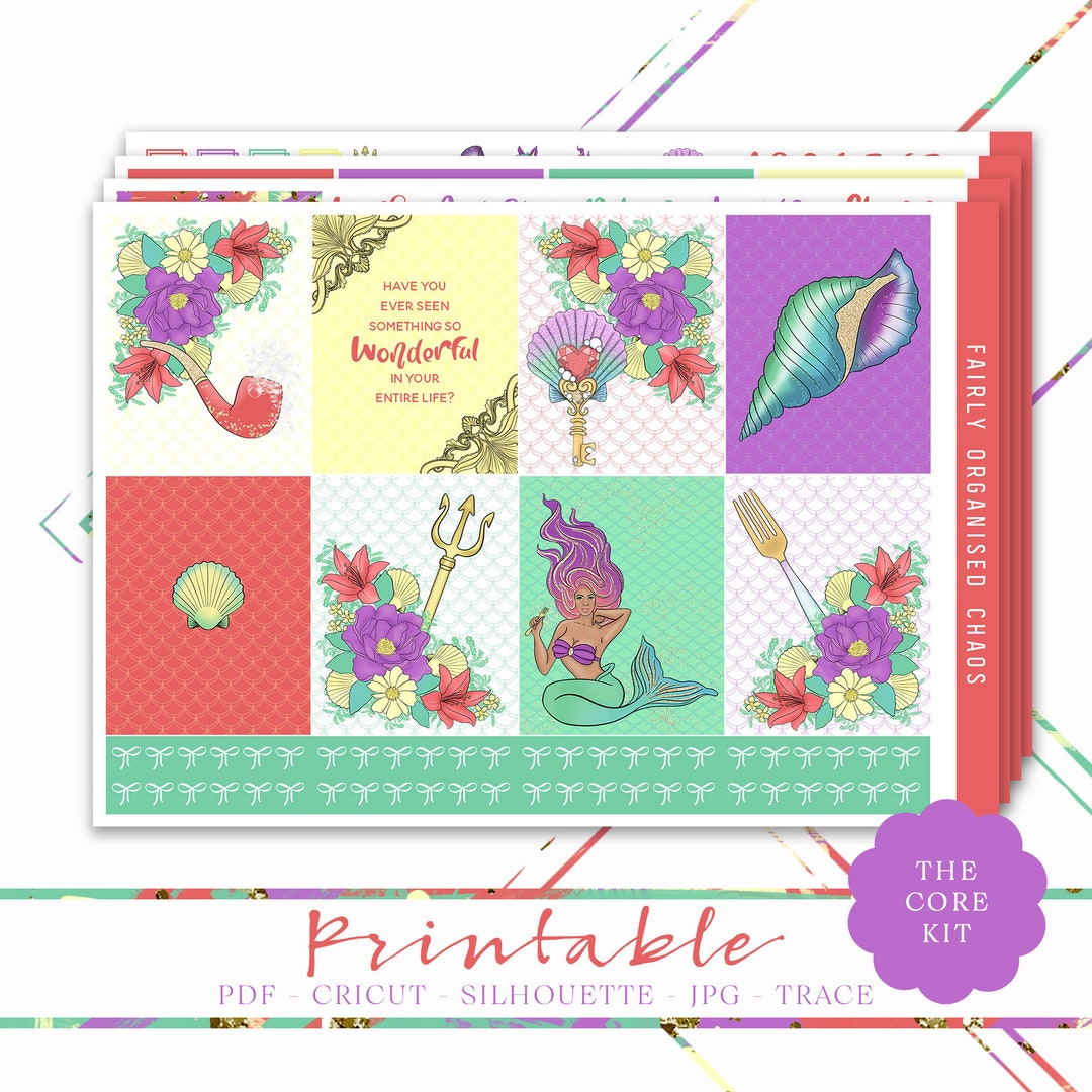 MERMAID PRINTABLE STICKER Kit Sea Core Printable Planner Stickers ...