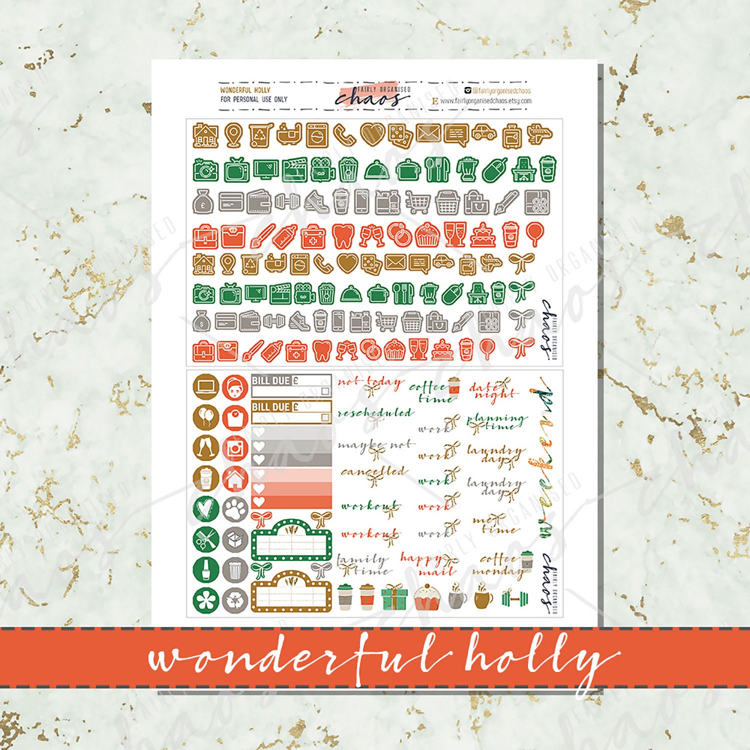 WONDERFUL HOLLY Printable Sticker Kit Christmas Kit - Etsy