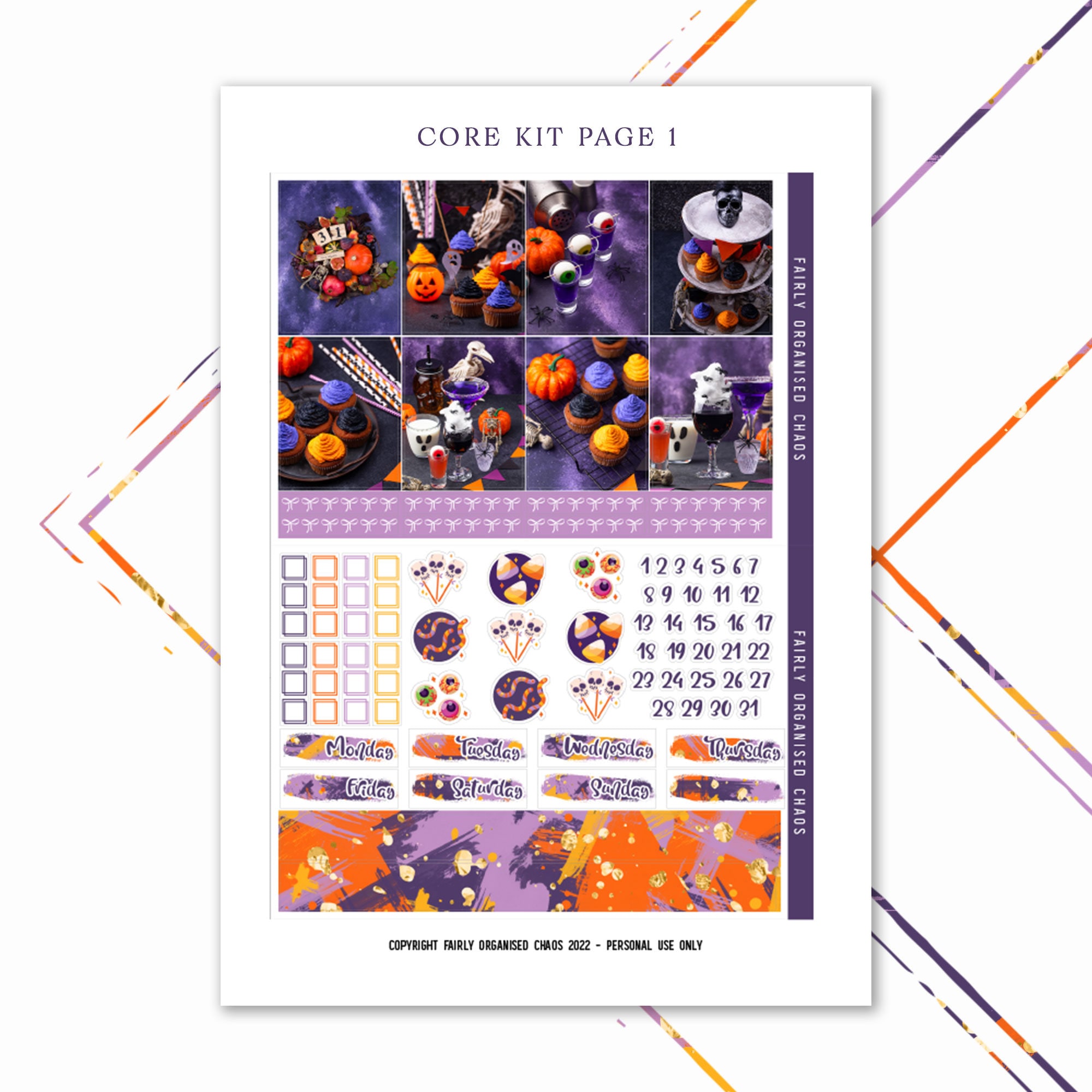HALLOWEEN PRINTABLE STICKER Kit Core Printable Planner Stickers Weekly ...