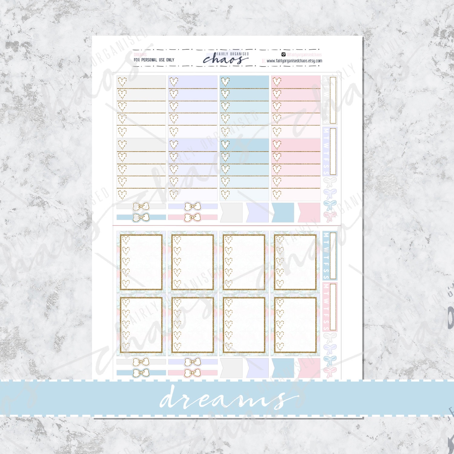 DREAMS PRINTABLE STICKER Kit Printable Planner Stickers Weekly Kit ...