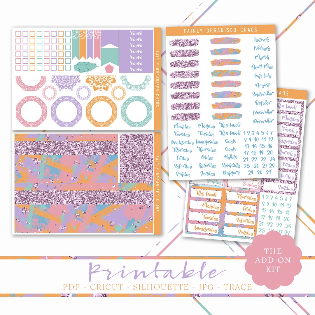 LEARNING PRINTABLE STICKER Kit Add on Printable Planner Stickers Weekly ...