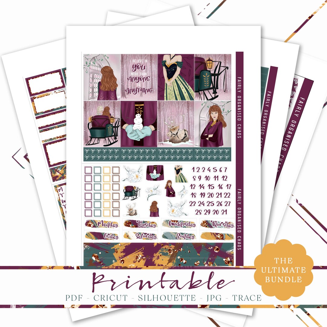 CONNECTED PRINTABLE STICKER Bundle Printable Planner Stickers Weekly ...