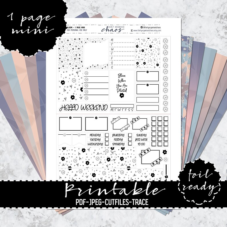 BLOOM Foil Ready One Page Mini Kit With 12 GEOMETRIC Backgrounds ...