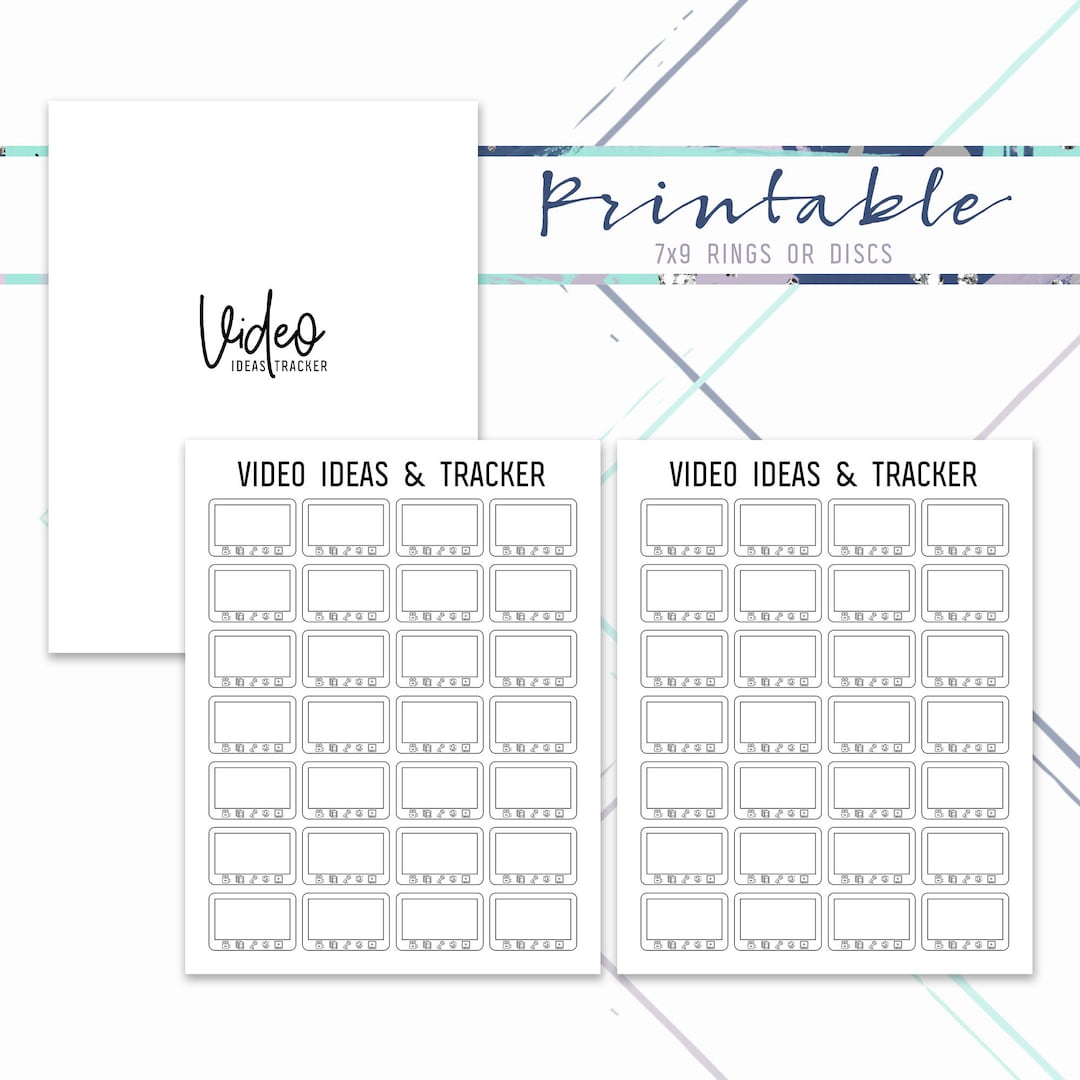 7x9 VIDEO CREATOR TRACKER Printable Youtube Video Tracker, Video ...